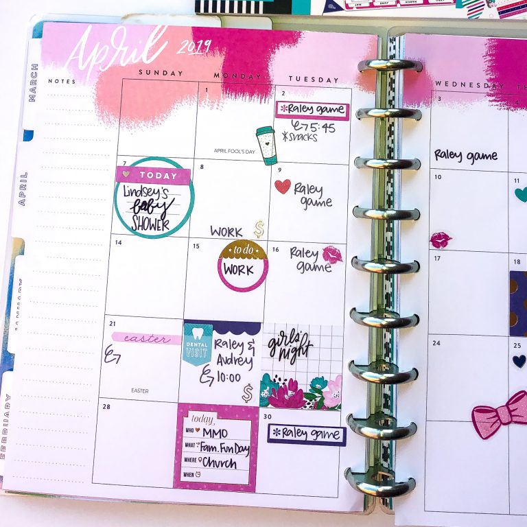 Happy Planner Spreads - April and May 2019 - Poppy + Grace